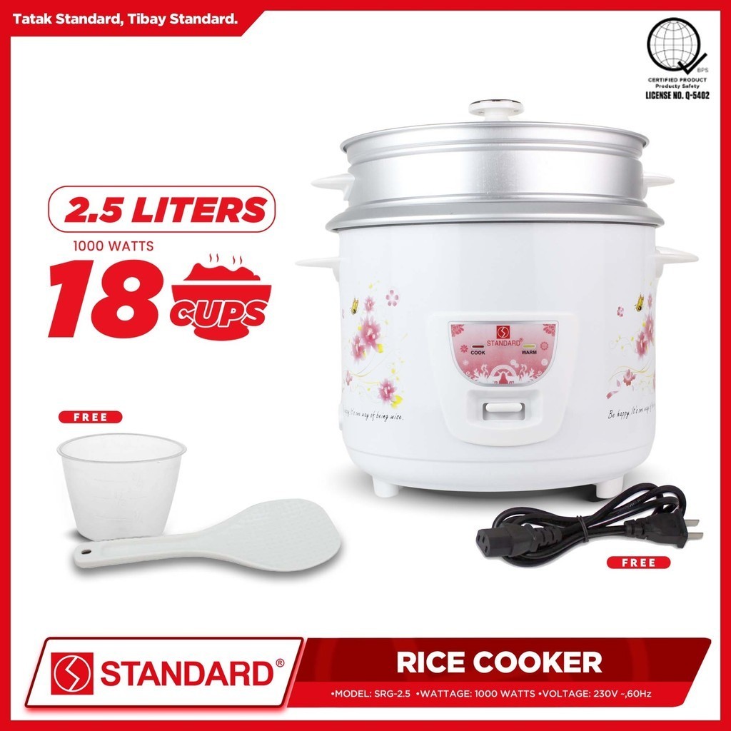 Standard Rice Cooker 2.5 Liters with Steamer 18 Cups of Rice with ...