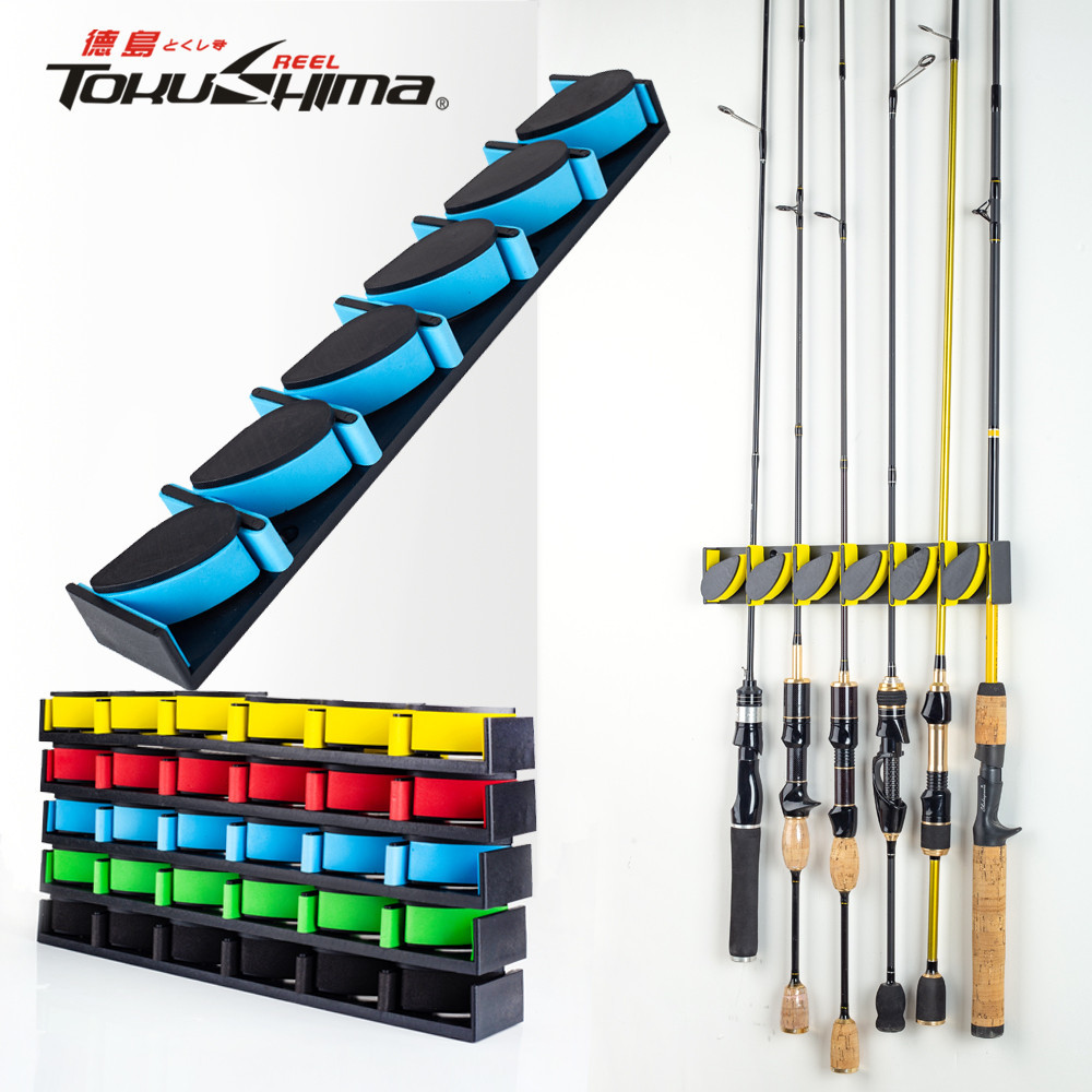 6 Holes Fishing Rod Holder Wall Mounted Vertical Fishing Rod Rack ...