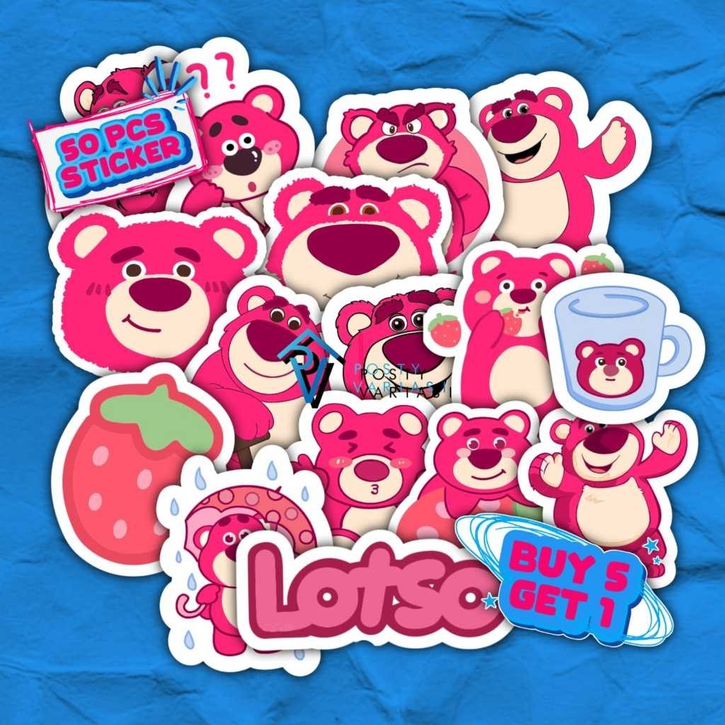 HP 50 Pcs Aesthetic Bear Lotso Pink Toy Story Pack Stickers for Cell ...