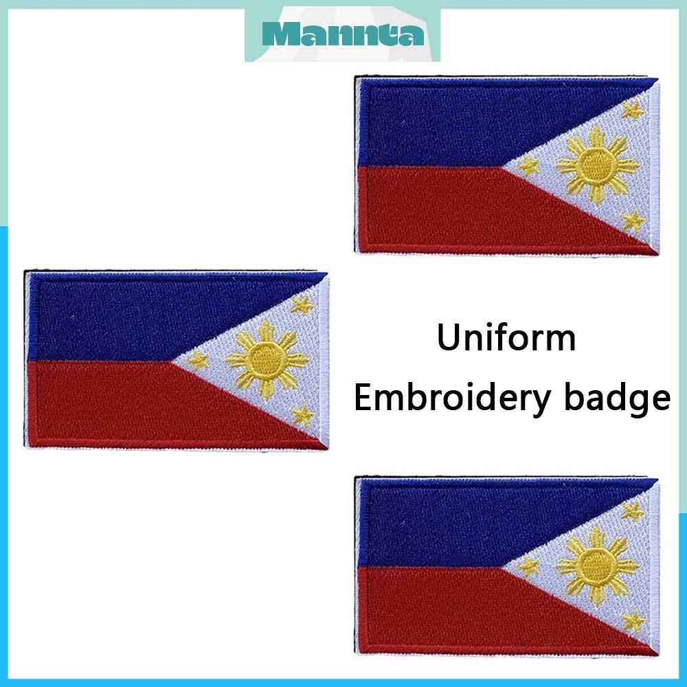 Embroidery Philippine Flag Patch For Uniform Right Arm Philippine Flag Patch Reverse | Shopee ...