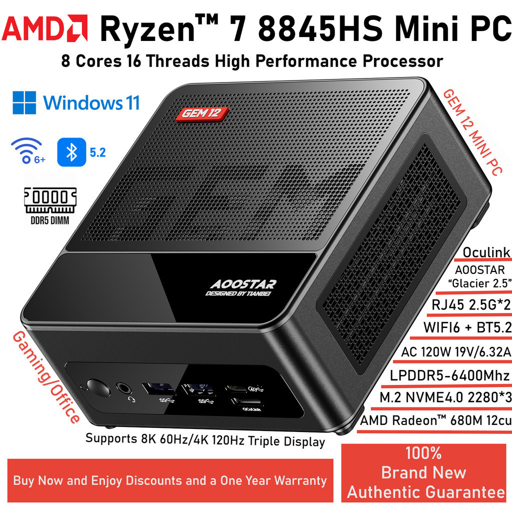 AMD Ryzen™ 7 8845HS Mini PC Windows 11PRO 32G DRR5 RAM 1T SSD Processor ...