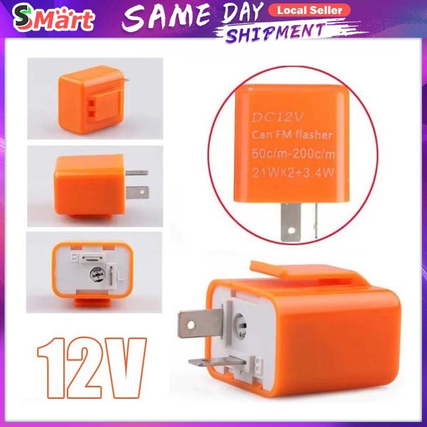 Motorcycle LED Flasher Relay Light Switch 12V 2Pin Adjustable Frequency ...