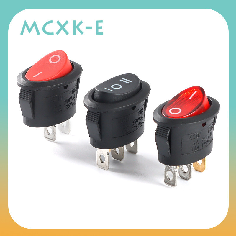 Oval KCD1 Rocker Switch Black Red 2/3 Pin 2/3 Gear 10A Silver Contact ...