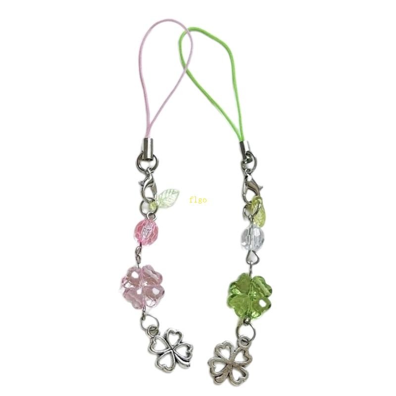 flgo Lucky Clovers Beaded Phone Charm Versatile Lucky Clovers Phone ...