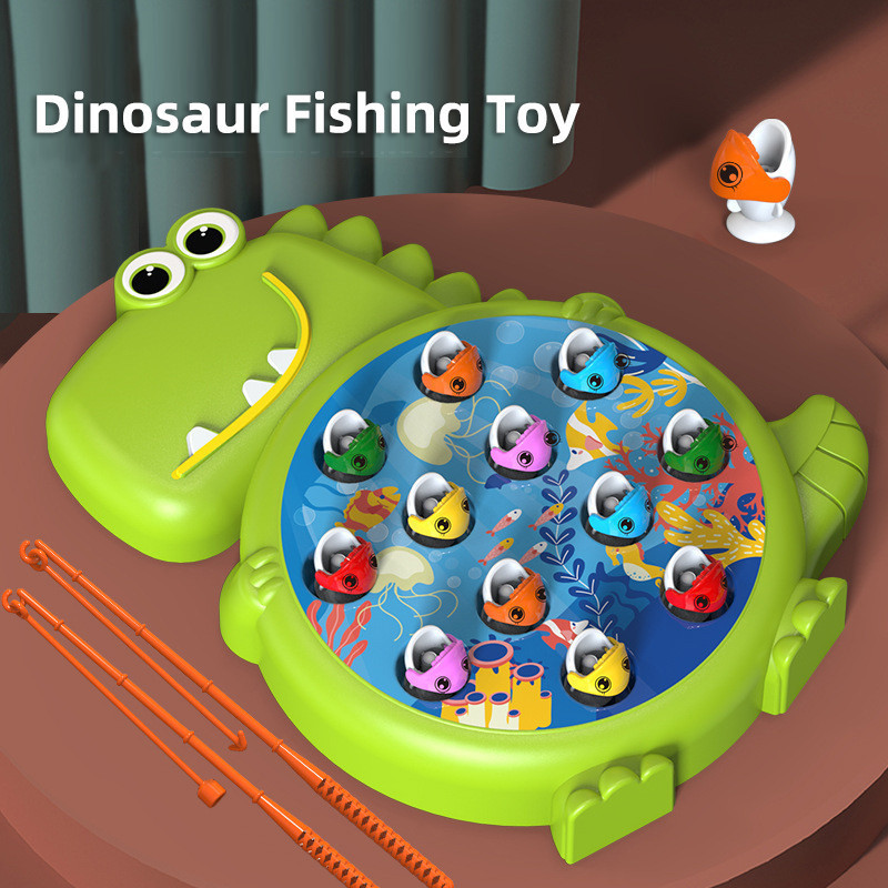 Geetoy Dinosaur Fishing Game Puzzle Fishing Rod Suction Toy Montessori ...