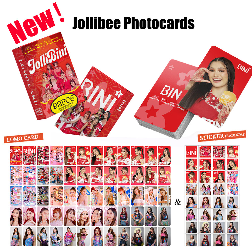 BINI Jollibini Bini Jollibee Photocards Lomo Cards with Stickers ...
