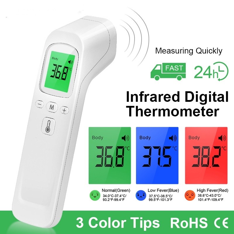 LCD Digital Infrared Forehead Thermometer Fever Alarm Non-contact ...