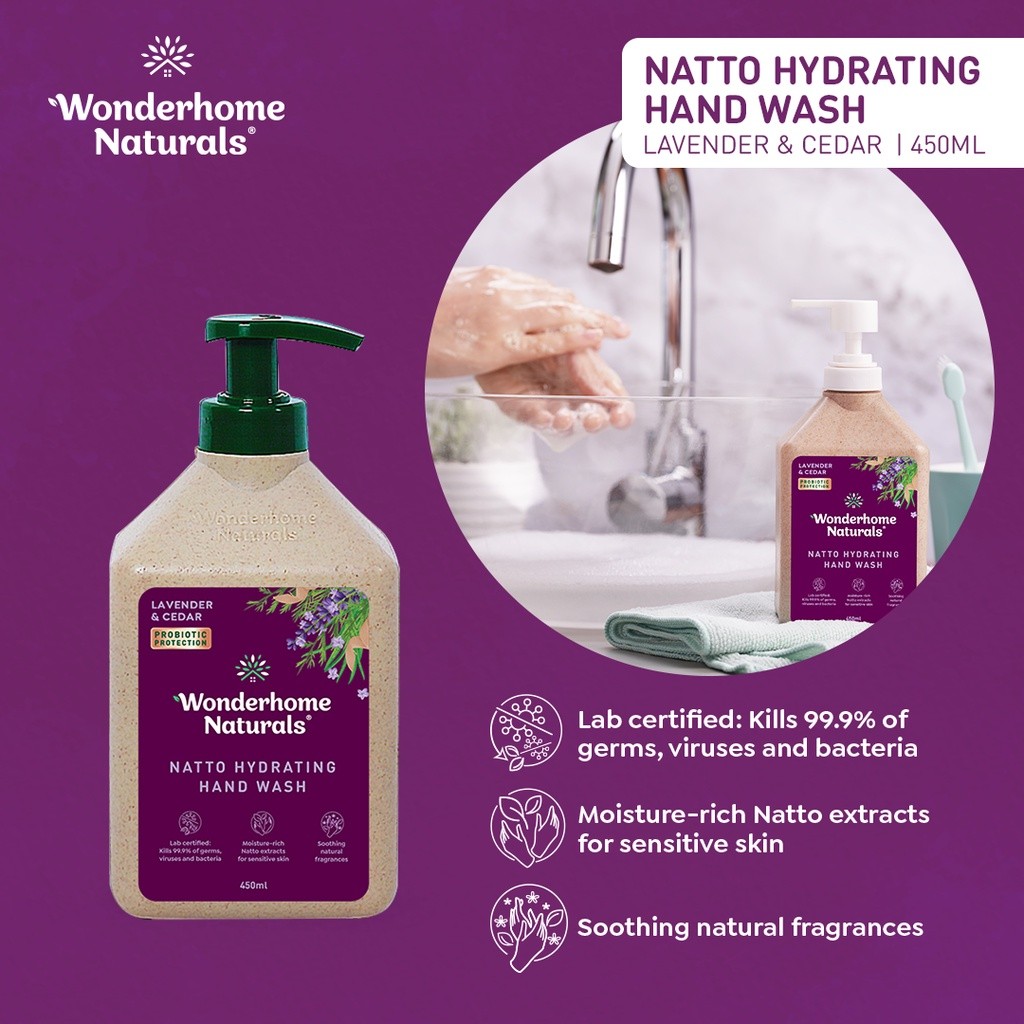 Wonderhome Natto Hydrating Hand Wash 450 ML Lavender Cedar | Shopee ...