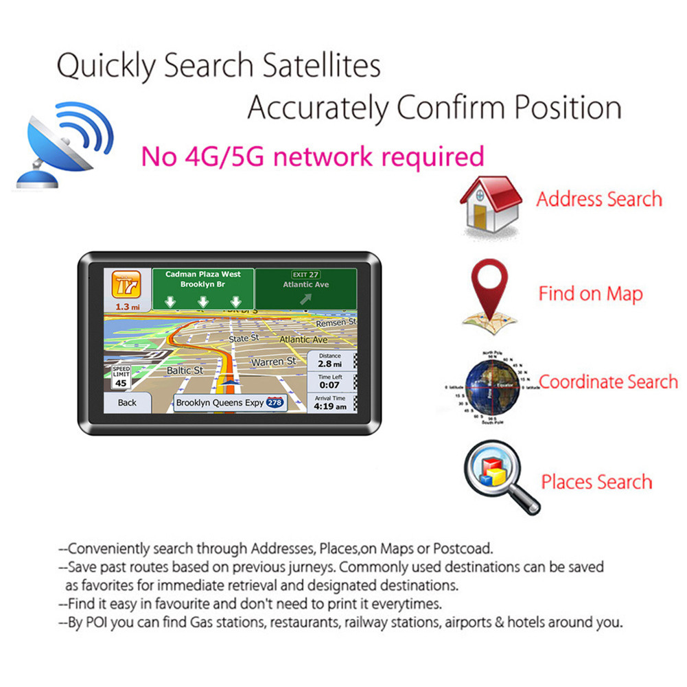 5 Inch Car GPS Navigation 256MB+8G Portable Navigator Mini USB TF ...