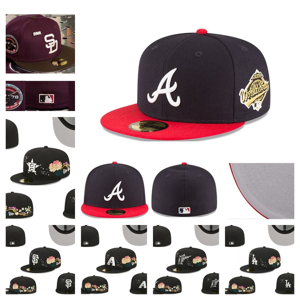 Atlanta_Braves Cap Men Women Baseball Caps Full Closed Fit Caps Sports ...