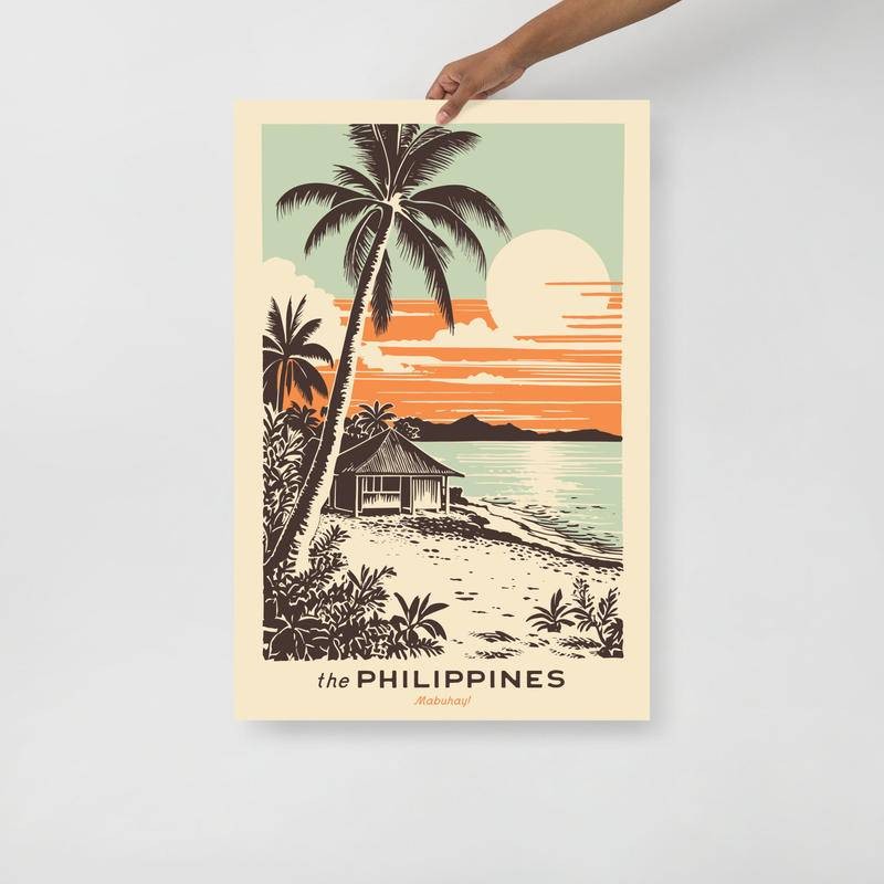 Retro Philippines Print Travel Poster Matte the Philippines Mabuhay ...