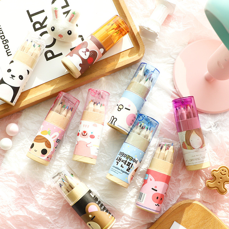 12Color Small Pencil Drawing Pen Pai Niu Korean Version Cute Mini Bear ...