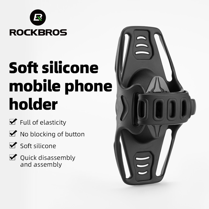ROCKBROS Bike Phone Holder Adjustable Quick Release Elastic Silicone Navigation Cycling ...