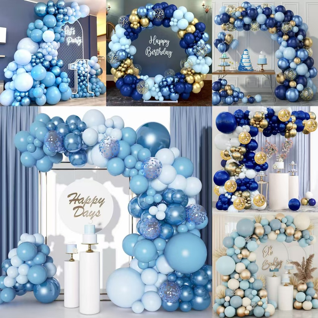 Blue Party Set Balloons Garland Arches Happy Birthday Baby Shower ...
