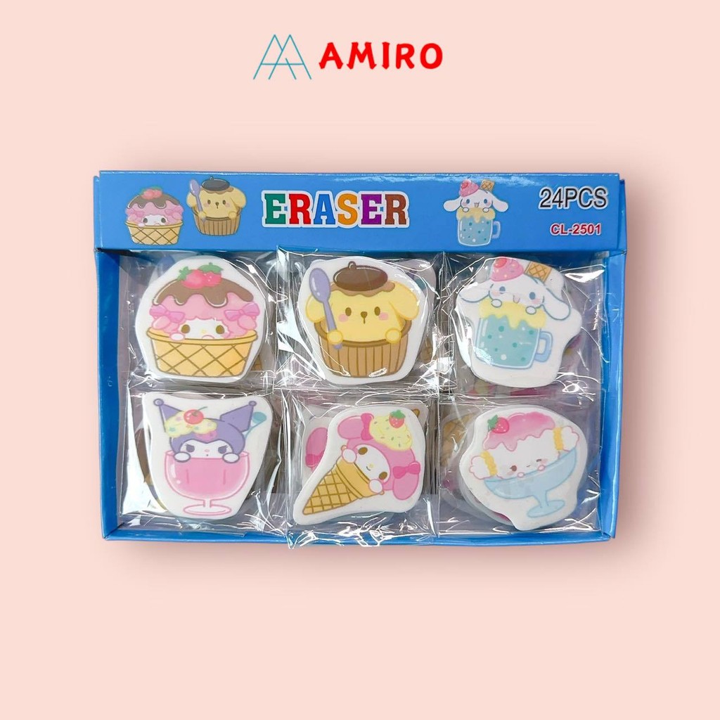 (1pcs) Round Eraser/Character Pencil Scraper Cute Character Donut Stip ...