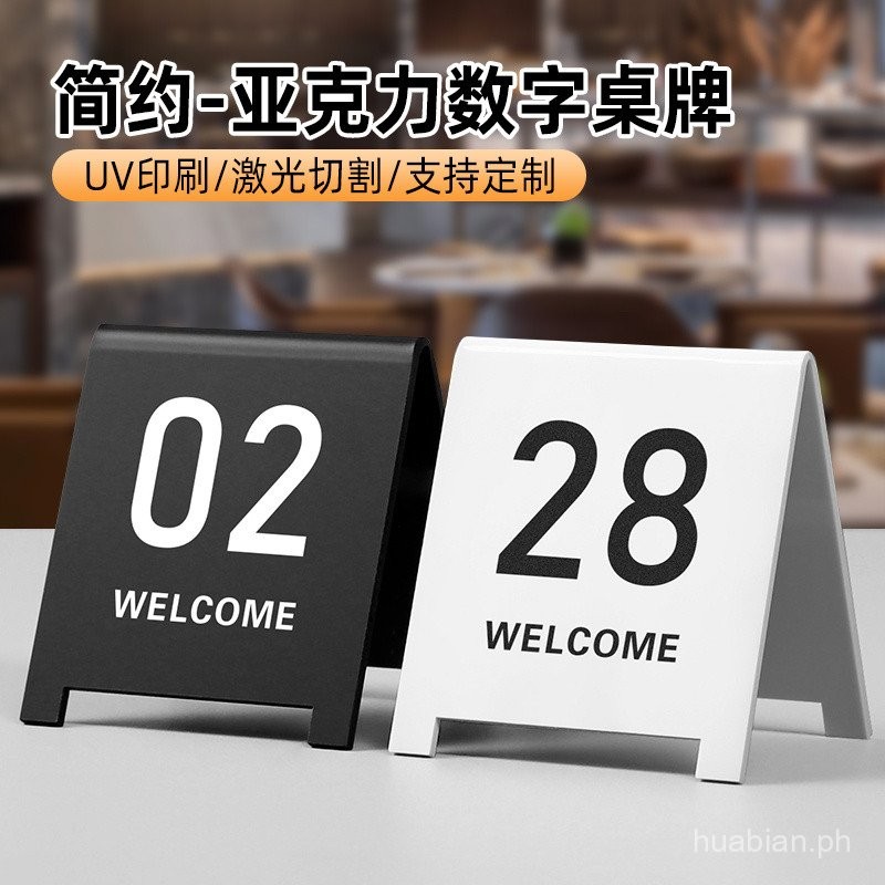 Acrylic Table Number Plate Double-Sided Vertical Table Plate Creative ...