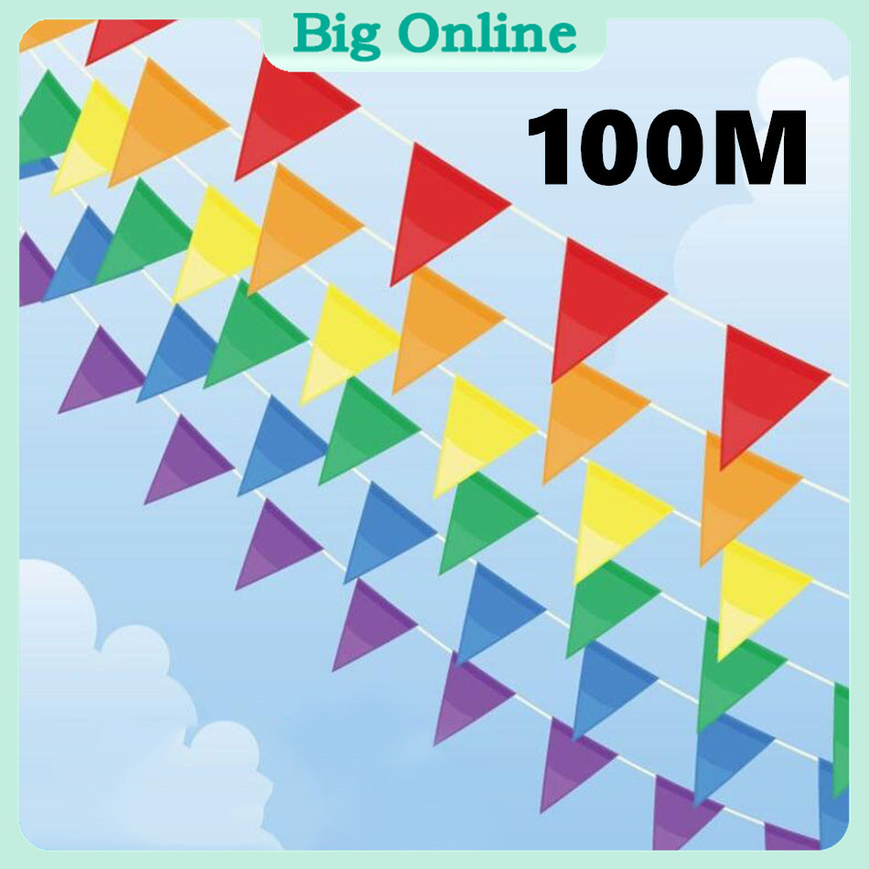 100 Meter Colorful Triangle Flags Banderitas Flag Festival Triangle ...