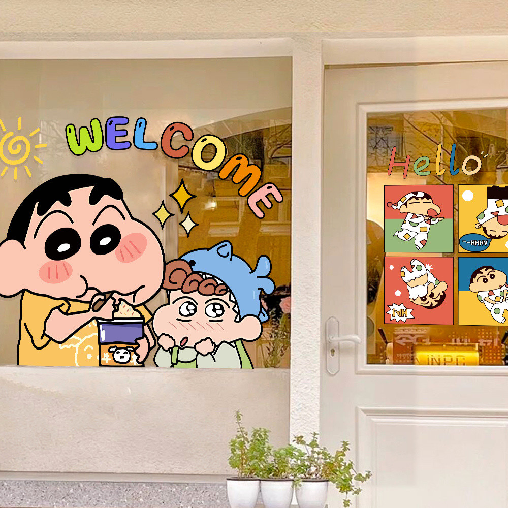 Welcome Crayon Shin-Chan Pattern Stickers Milk Tea Shop Cafe ...