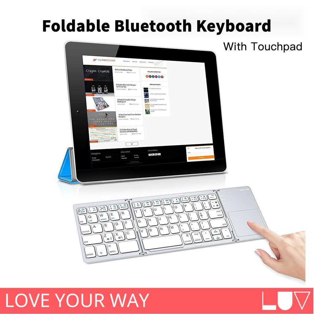 Wireless Keyboard Mouse Set-Bluetooth Foldable Keyboard Touchpad Mouse ...
