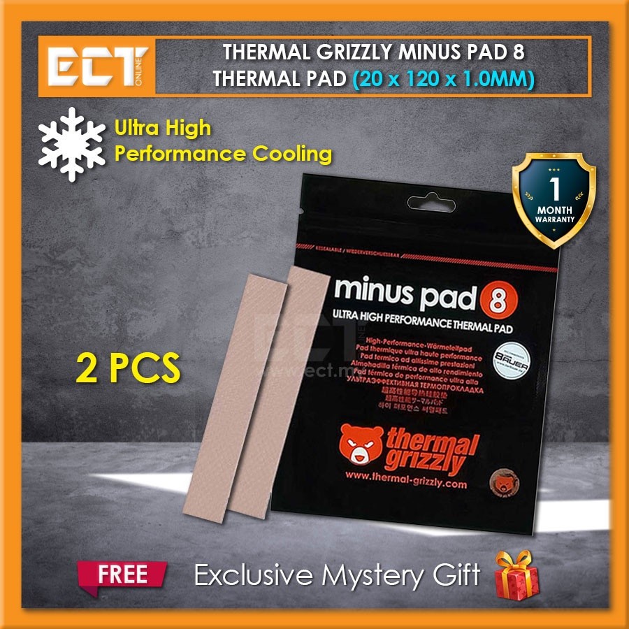Thermal Grizzly Minus Pad 8 Thermal Grease Pad (20x120x1mm) - 2 PCS ...