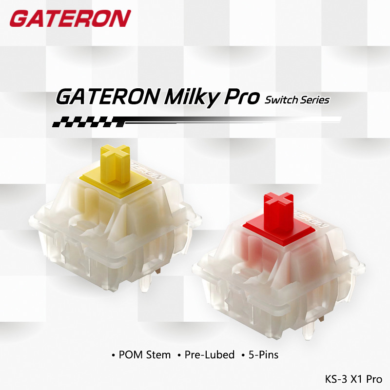 Gateron Milky Pro Switches Milky Yellow Pro Red Linear Pre Lubed Switch ...