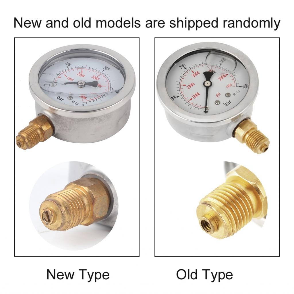 Hydraulic Pressure Gauge Thread /4 From 0-400BAR 0-5800PSI Dual-scale ...