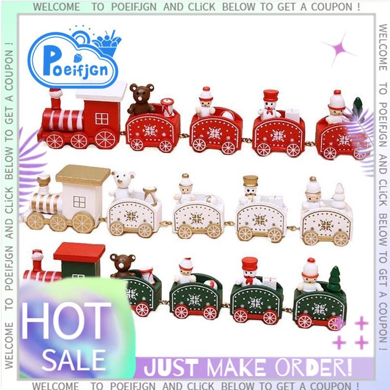 Christmas Wooden Train Merry Christmas Decoration for Home Xmas Santa ...