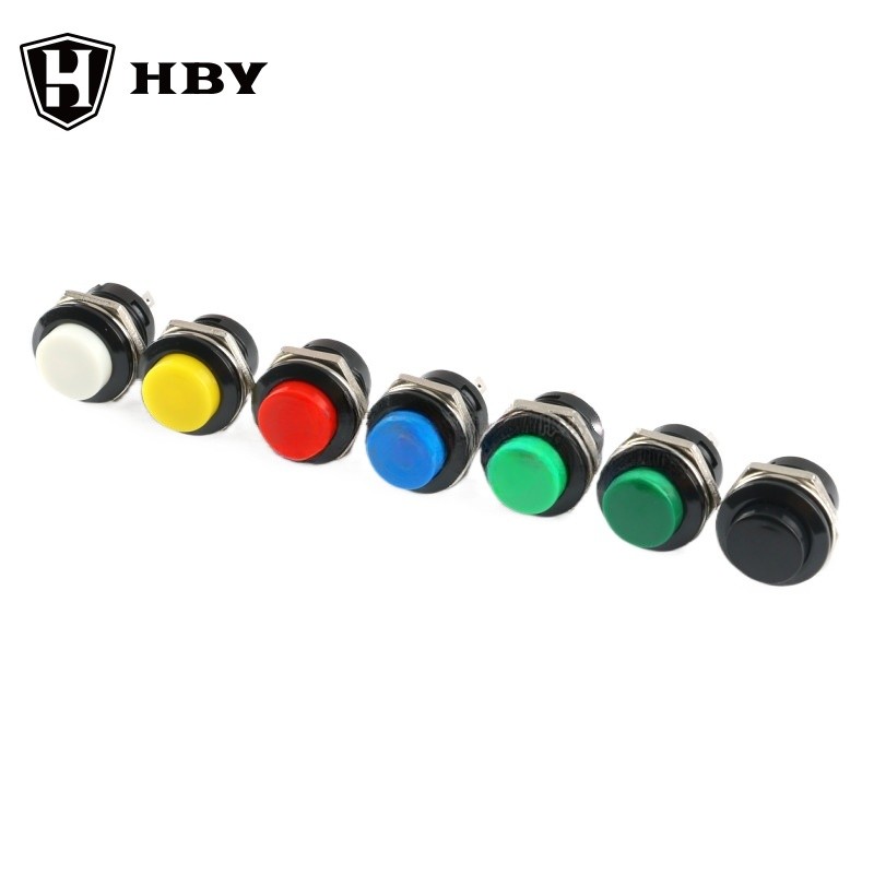 R13-507 Push Button Switch 16mm Round Lockless Self-Reset Switch Push ...