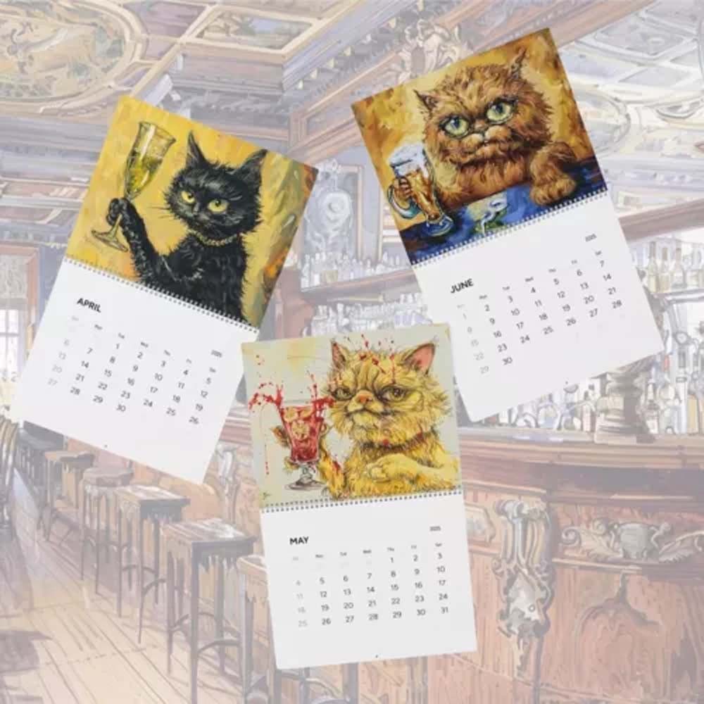 2025 Wall Calendars, Funny Drunk Cats Calendar 2025 for Cat Lover ...