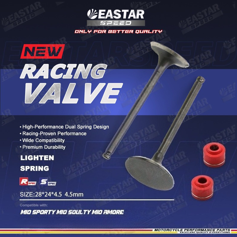 RACING LIGHTEN VALVE AND VALVE SEAL 24/28 (4.5MM) MIO SPORTY MIO SOULTY ...
