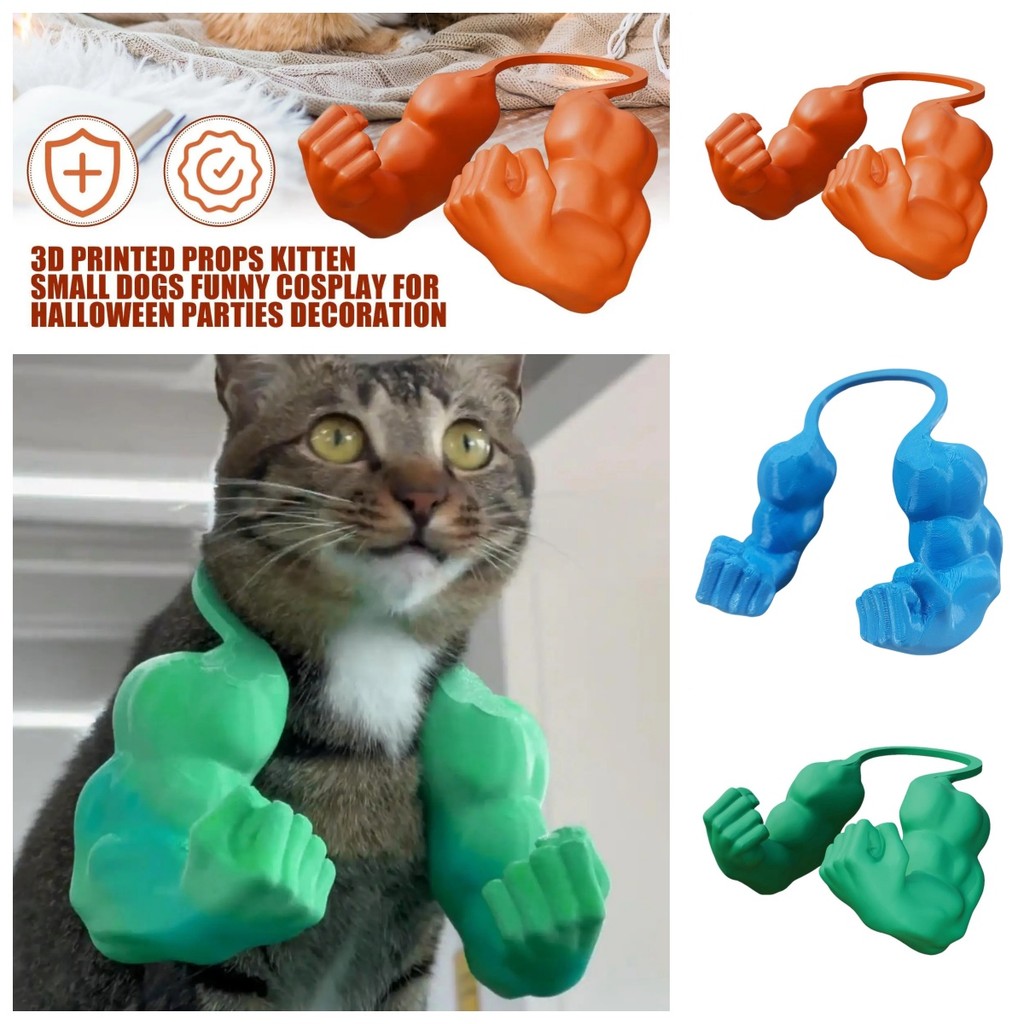 2PCS New Creative Cat Muscle Arms Creative Giant Arm 3D Printed Props ...