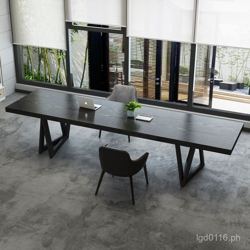 Long Table Large Solid Wood Conference Table Industrial Style Business ...