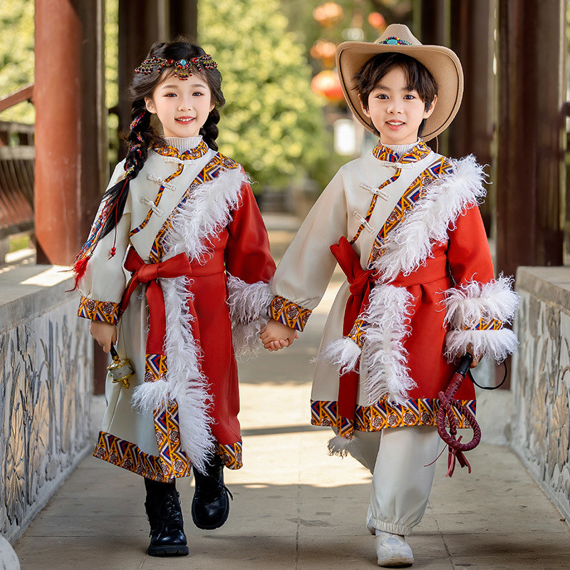 Ethnic Minority Clothing Autumn Winter Tibetan Children's Tibetan Robe ...