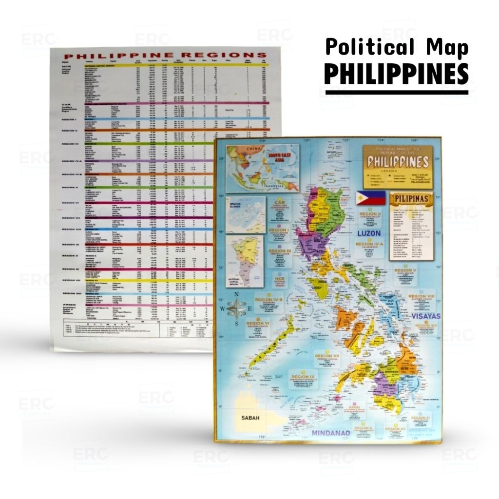 Political Map Philippines, World, Asia + Periodic Table Small & Big ...