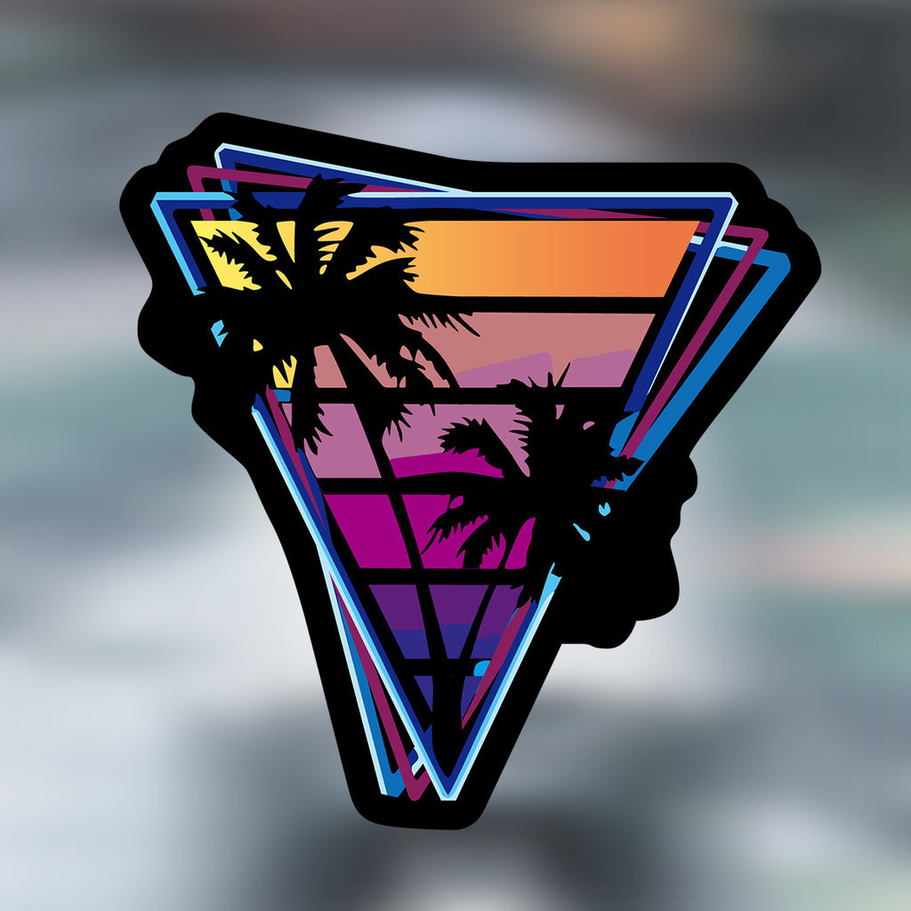 Coconut Tree Sunset Vapor Wave Car Personality Reflective Vinyl Sticker ...