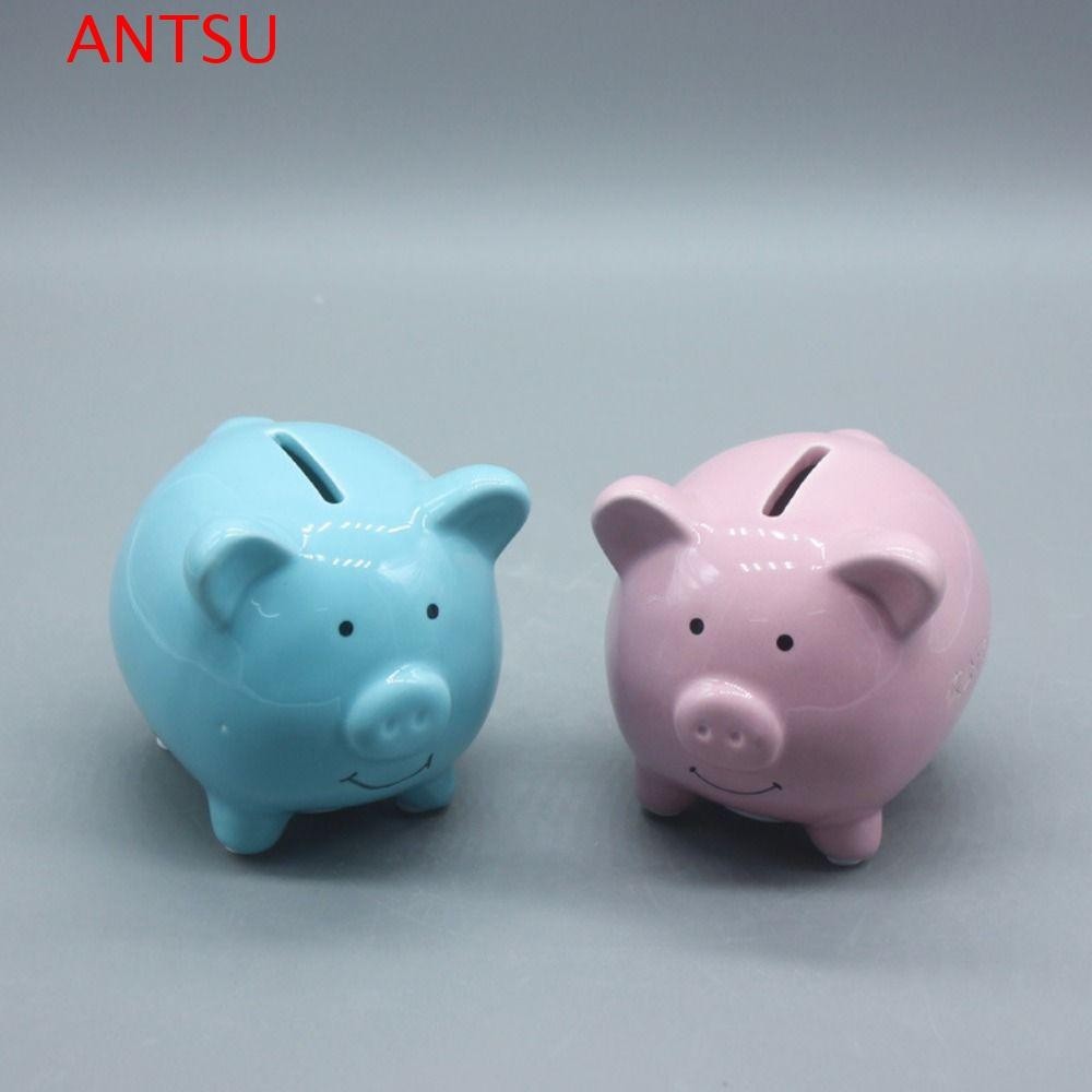 ANTSU Ceramic Piggy Bank, Cute Cartoon Kids Money and Coin Bank ...