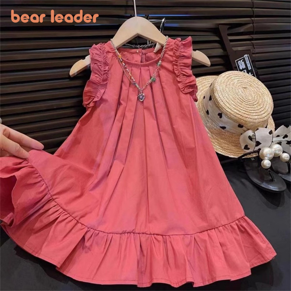 Bera Leader Korean Version Sleeveless Pleated Dress Solid Color Round ...