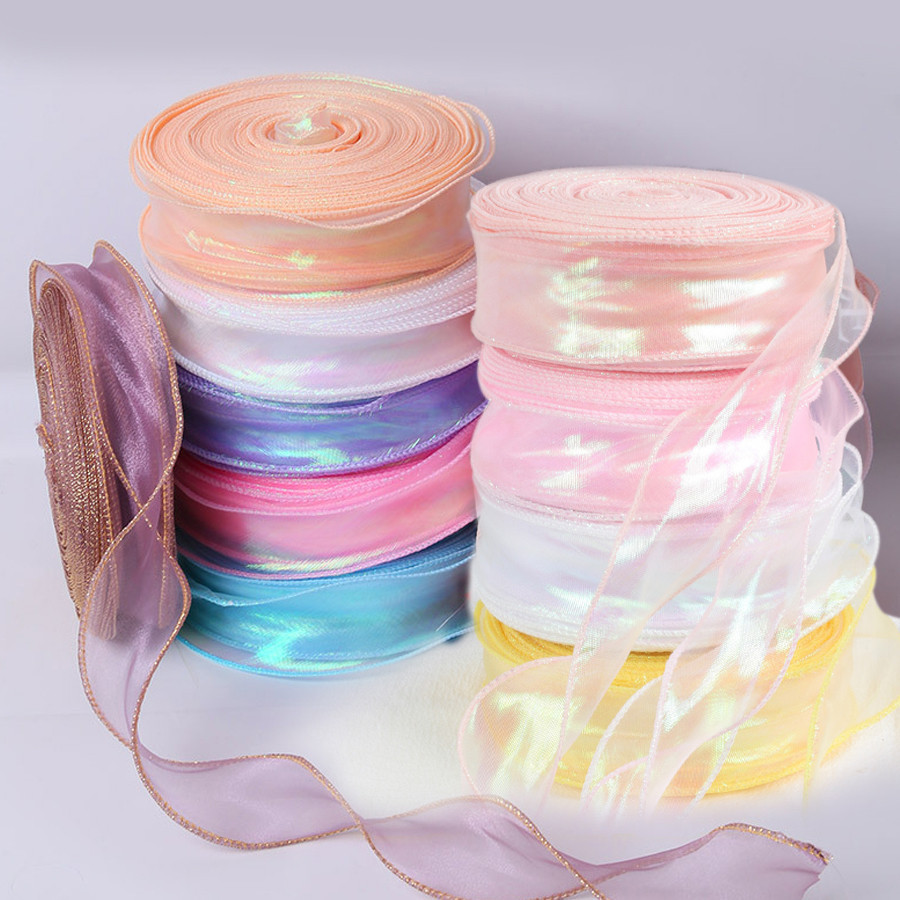 10/50Yards 4CM Iridescent Fishtail Yarn Gift Ribbons for Flowers ...