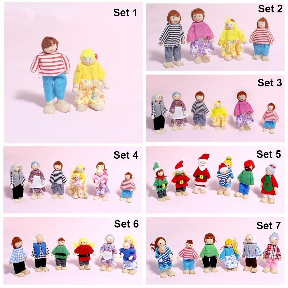 LAYOR1 People Dolls Family, Wood Multicolor Toy Figure Set, Toy Joint ...