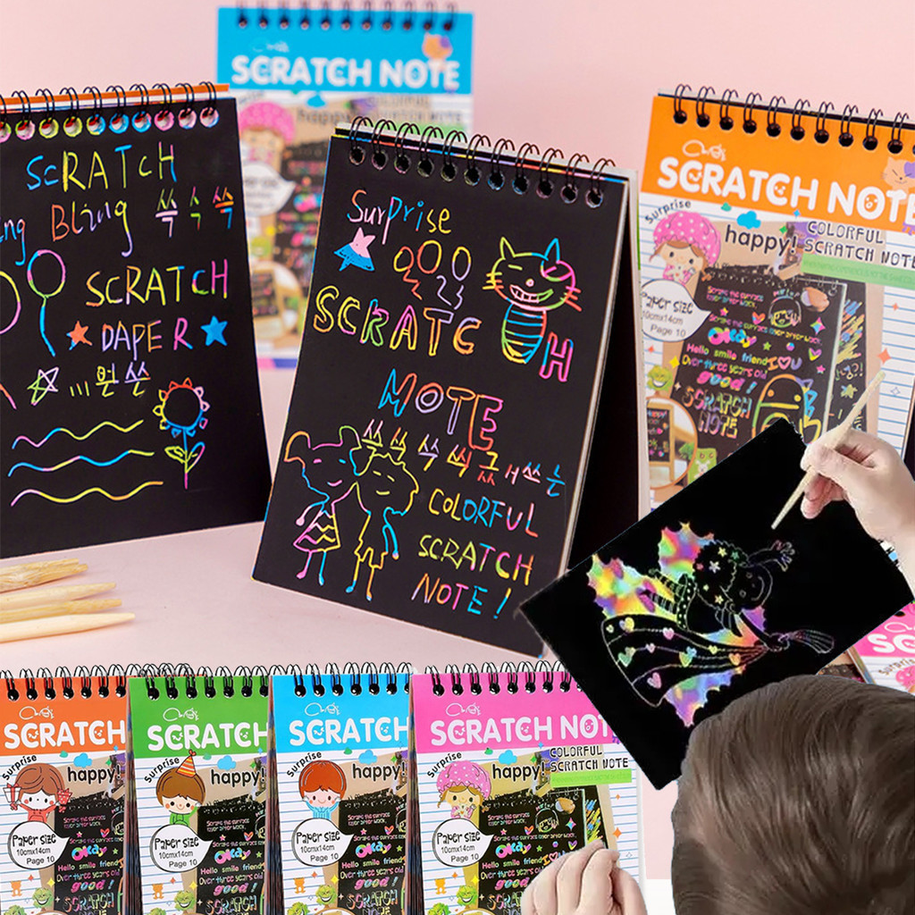 Scratch Paper Art For Kids Rainbow Craft Set Scratch Note Paper Scratch ...
