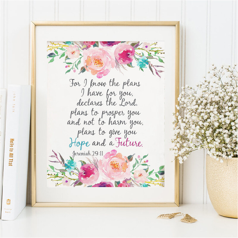 Bible Verse Jeremiah 29:11 Scripture Christian Wall Art Posters Prints ...