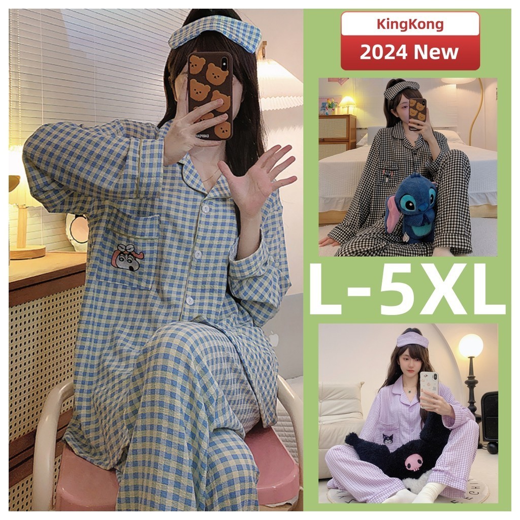 Terno Pajama for Woman L-5XL Plus Size Pajamas Set Autumn Long Sleeves ...