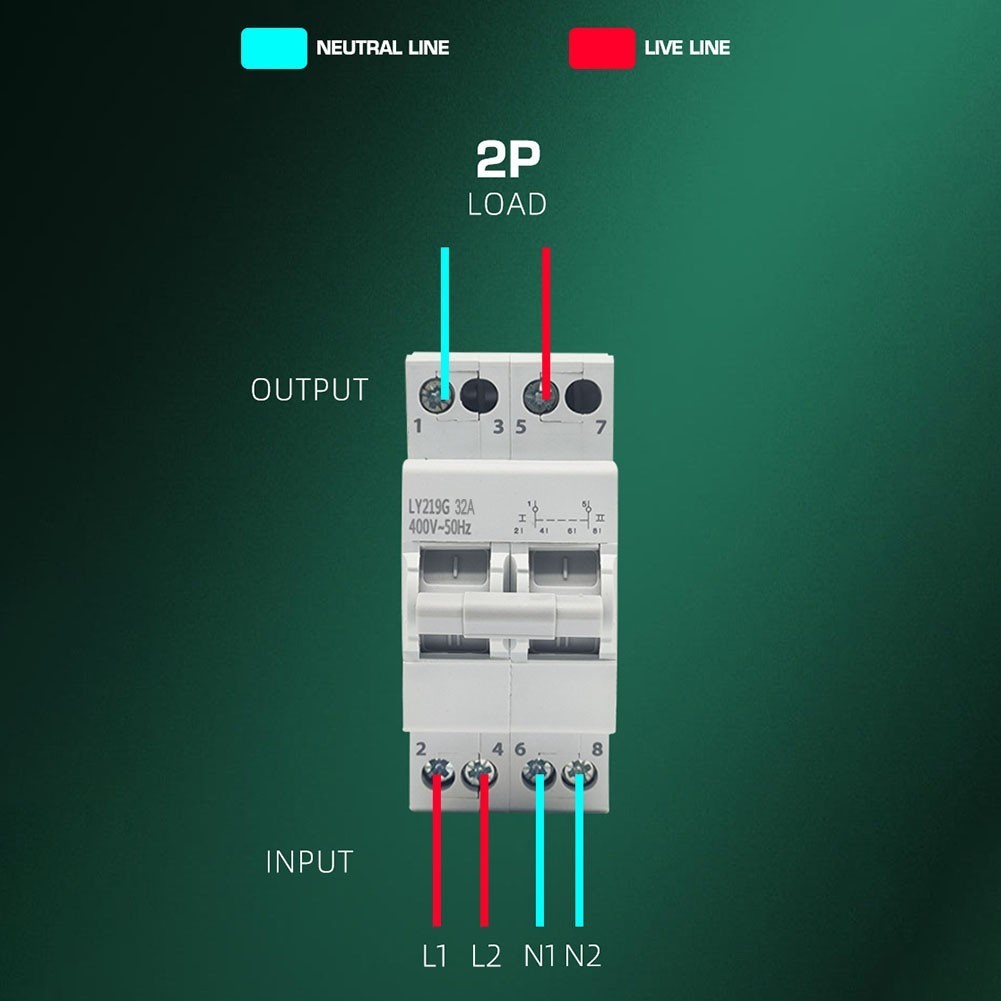 Dual Power Manual Transfer Switch 2P 32A MTS Isolation Breaker Easy ...