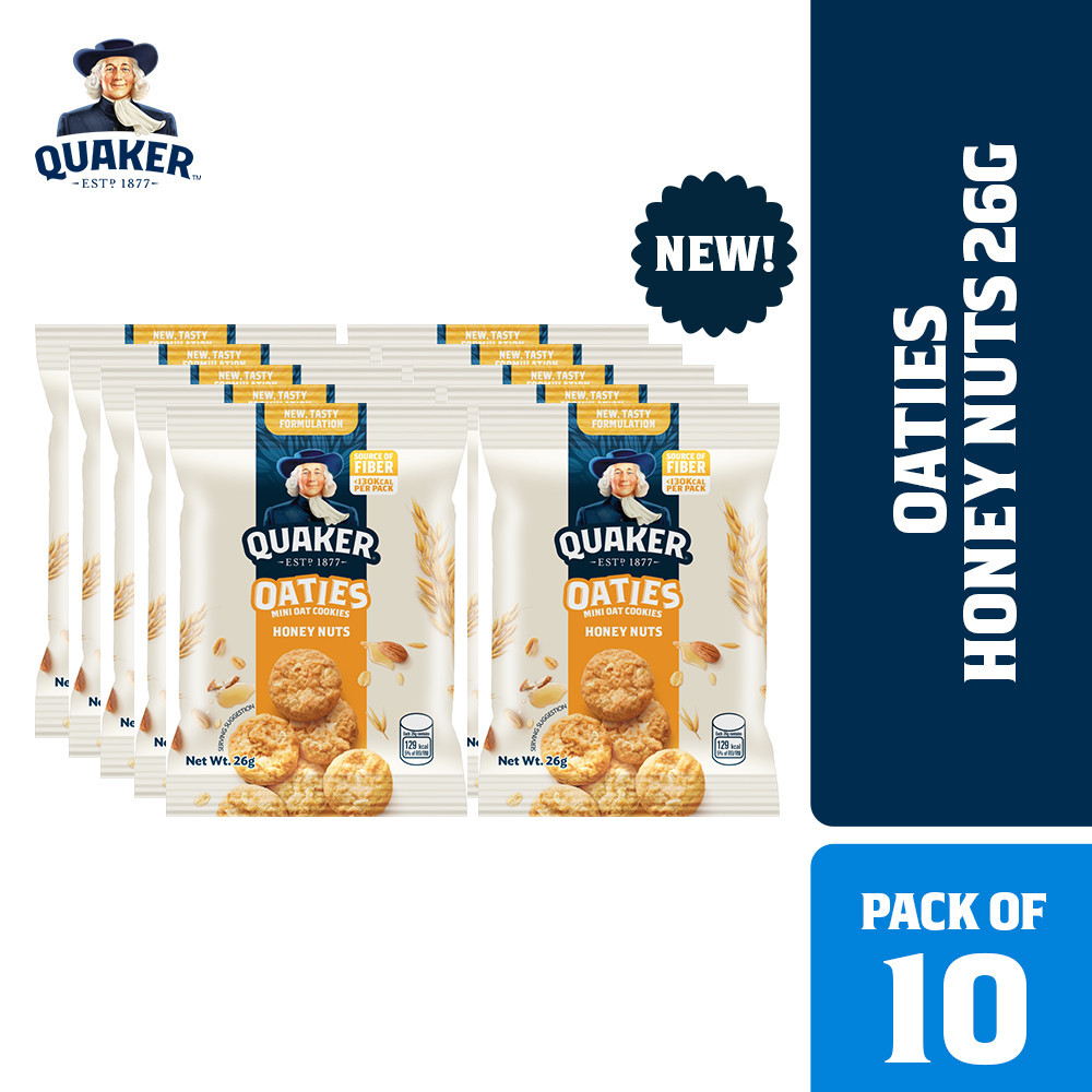 Quaker Oaties Mini Oat Cookies Honey Nuts 26g - Pack of 10 | Shopee ...