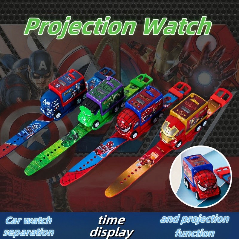 Marvel Children's Digital Spider Man Transform Toy Watch Car Projection ...