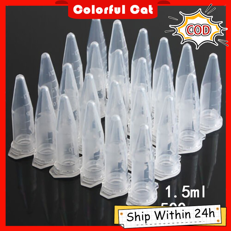500Pcs 1.5ML Laboratory Centrifuge Tube Clear Plastic Micro Centrifuge ...