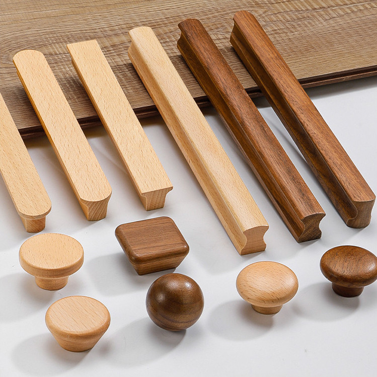 Japanese Style Simple Cabinet Handle Wood Wardrobe Handle Wooden Drawer ...