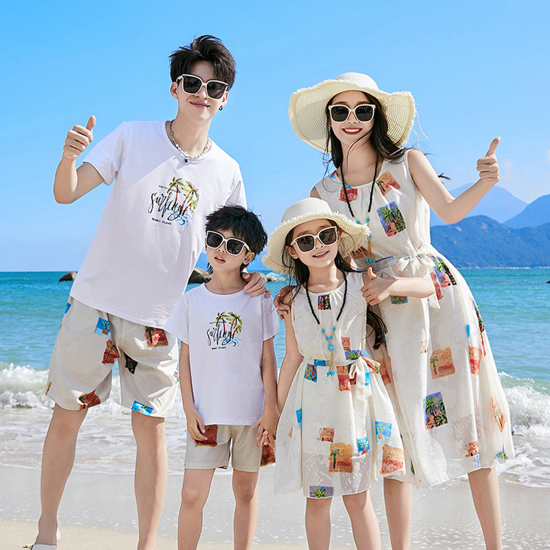 Sanya Travel Parent-Child Wear Family Four Seaside Vacation Suit Couple ...