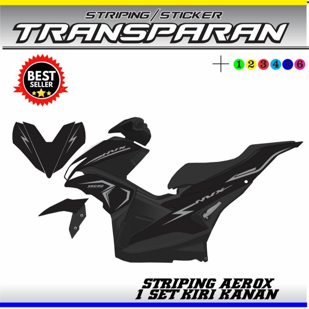 Pole STRIPING STICKER Transparent UV NVX COSTUM AEROX OLD 155vva ...