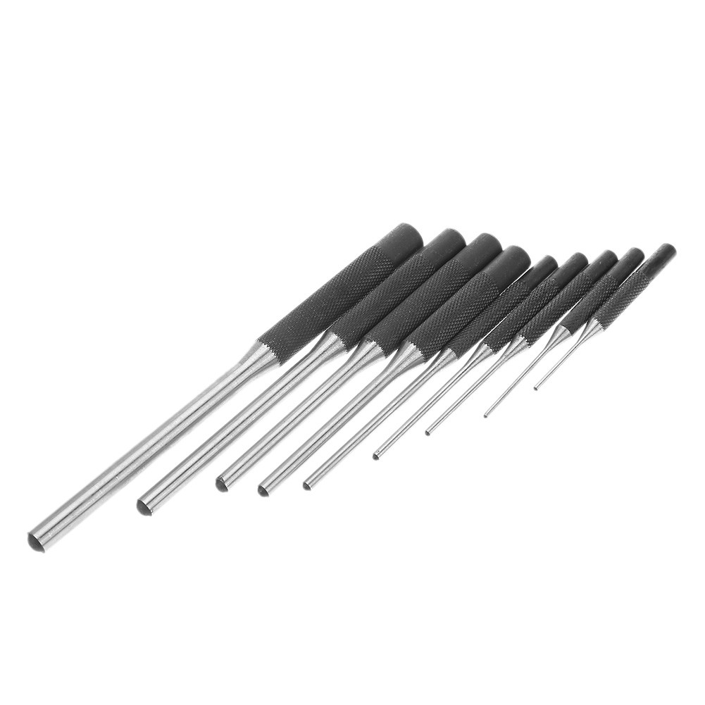 9pcs Multi Size Round Head Pins Set Punch Steel Grip Roll Pins Punch ...